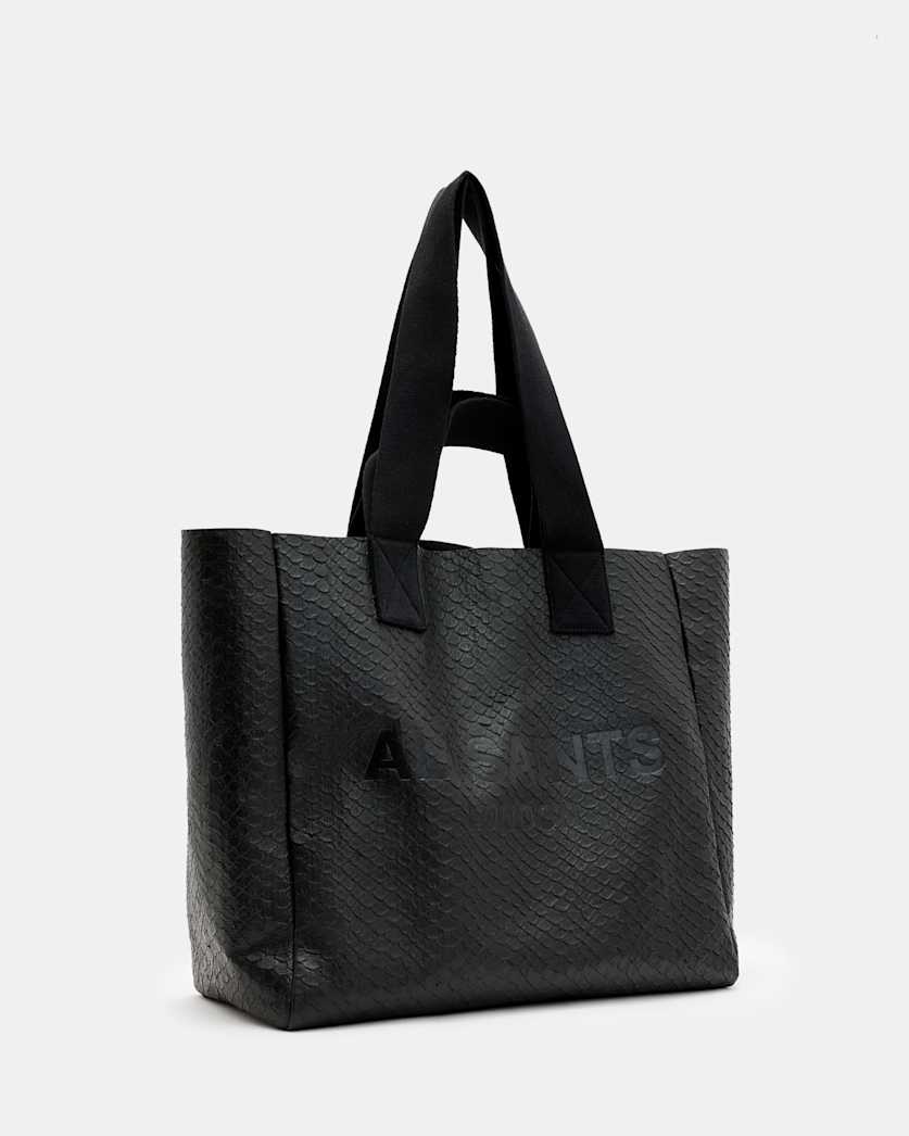 Izzy Logo Leather Tote Bag Black | ALLSAINTS US